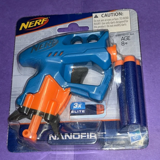 HASBRO NERF N-STRIKE NanoFire Blaster Blue w/ 3X Elite Darts Ages 8+ £9 ...