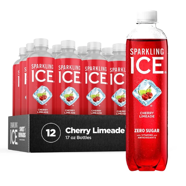 SPARKLING ICE CHERRY Limeade Sparkling Water Zero Sugar Flavored Water ...