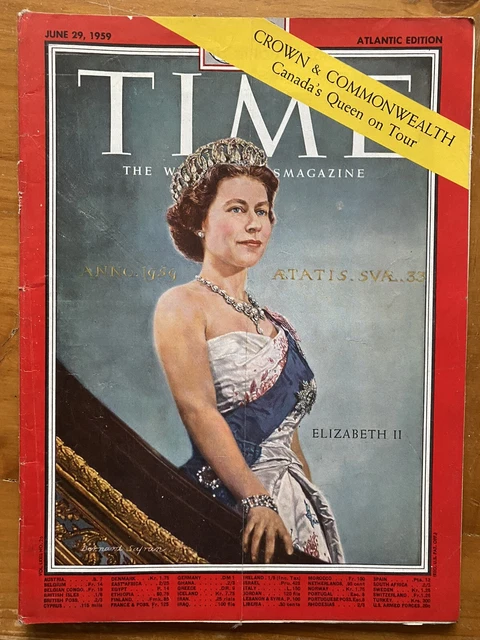 TIME MAGAZINE 1959 Queen Elizabeth II Vintage Rolex Destinies + Colour ...