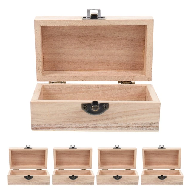 5 PCS WOOD Rectangle Jewelry Storage Box Unfinished Craft Organizer $37 ...