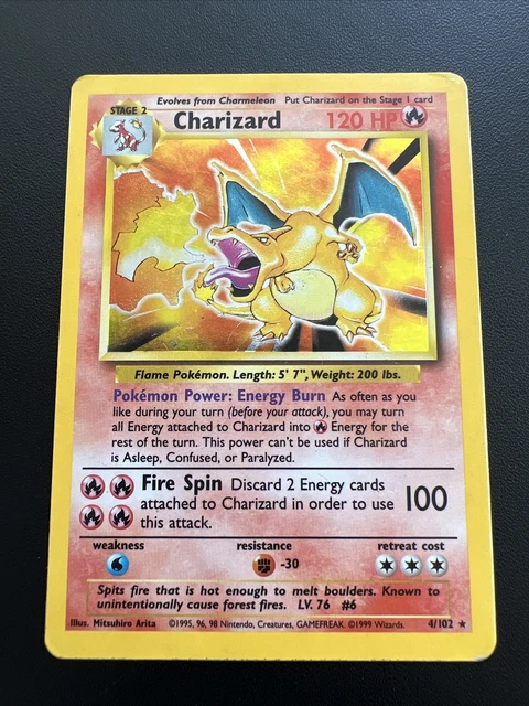 POKÉMON TCG CHARIZARD Base Set 4/102 Holo Unlimited Holo Rare DMG $160. ...