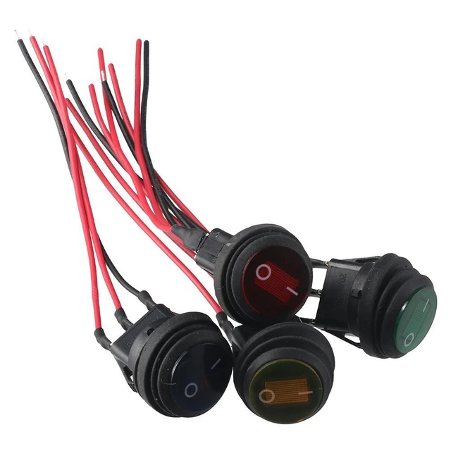 4PCS PLASTIC ROUND Rocker Toggle Switch Snap-In SPST Latching Switch ...