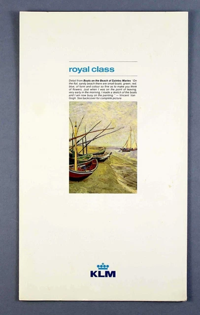 KLM ROYAL DUTCH Airlines Vintage Royal Class Menu Amsterdam - Dhahran £14.95 - PicClick UK