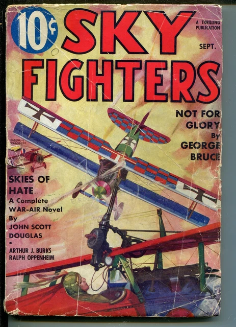 SKY FIGHTERS 9/1935-AIR WAR PULP-WWI-BI-PLANE-THRILLS-MACHINE GUN ...