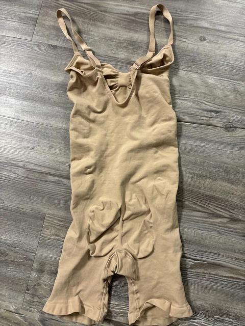 SKIMS KIM KARDASHIAN Bodysuit Mid Thigh Open Gusset Tan Large £23.65 ...
