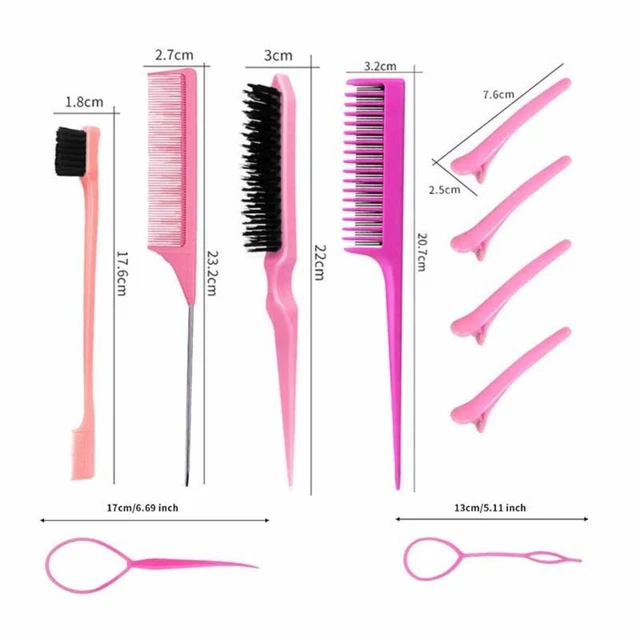 10PCS RAT TAIL Combs Hair Styling Comb Set Plastic Triple Teasing Comb ...