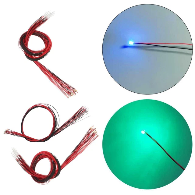 60X SMD PRE-SOLDERED LED Leads Wires Train Railway Scene Light Handmade ...