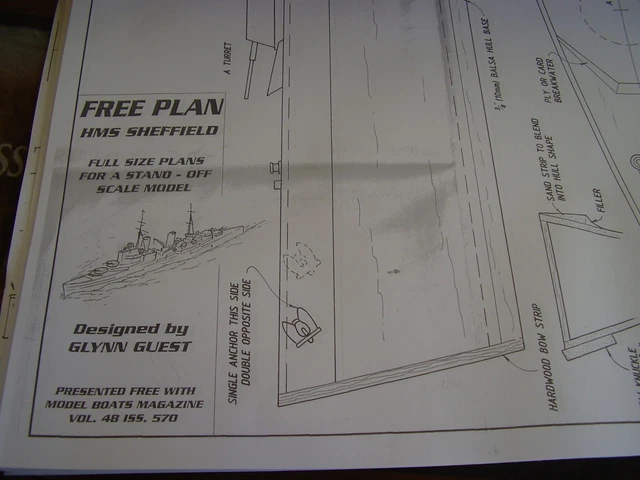 A MODEL BOAT Plan Hms Sheffield Stand Off Scale Model On A3 £3.50 ...
