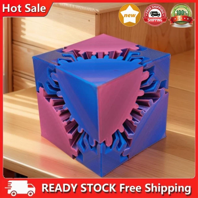 3D PRINTED GEAR Cube Fidget Toy Desktop Innovative Decorative Model ...