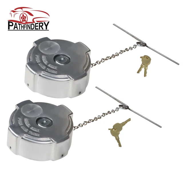 2PCS LOCKING DIESEL Fuel Cap with keys for 96-18 Freightliner Cascadia ...