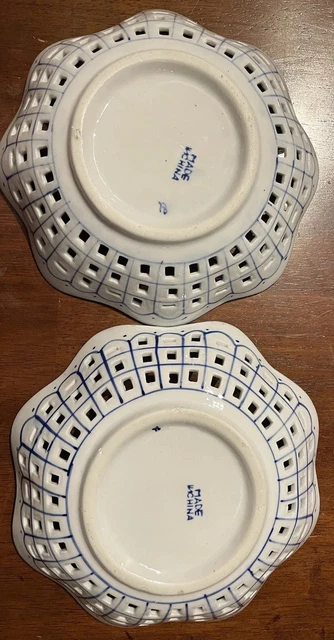 VINTAGE BLUE/WHITE CHINESE, Cut Out Plates X2 £21.50 - PicClick UK