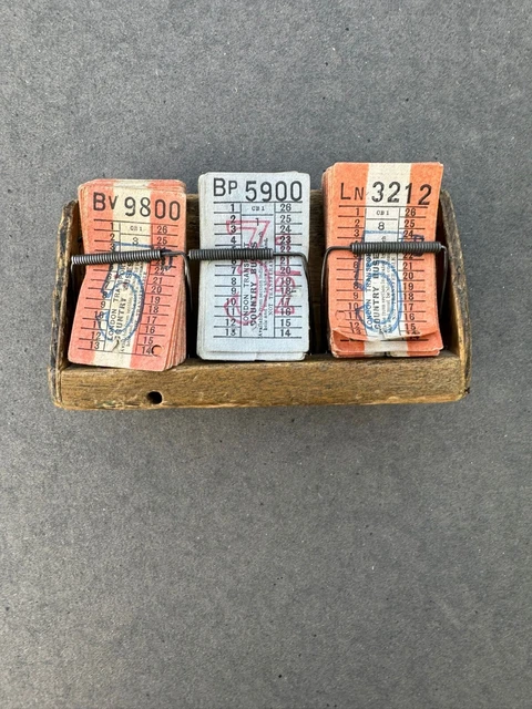 LONDON COUNTRY TRANSPORT Bus Conductor Wooden Mousetrap Clippy 3 Ticket ...