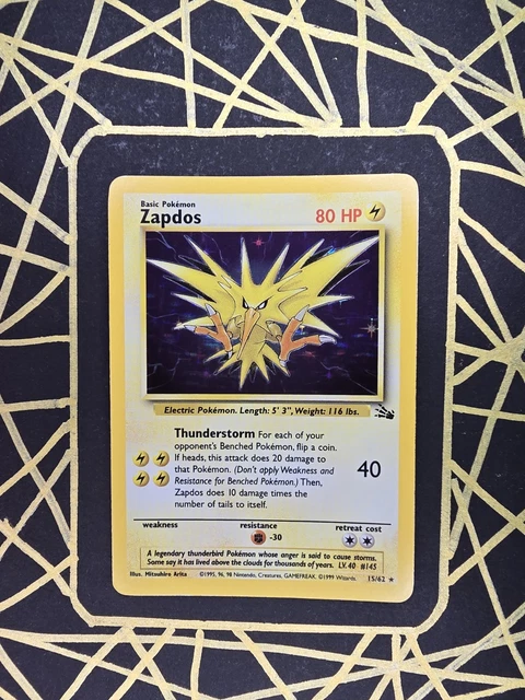 🔥 ZAPDOS 15/62 🔥 Original Holo Rare Fossil Set Pokemon Card WOTC TCG ...
