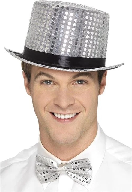 SEQUIN SILVER TOP Hat Fancy Dress Hat £6.99 - PicClick UK