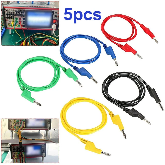 5PCS LABROTARY TEST Lead Stackable Banana Plug 4 mm Patch Cable 5 ...