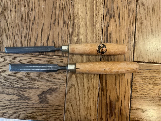 VINTAGE MARPLES 2 Bevel Edge Chisels Boxwood Handles. LAST LOT- 1/2 & 5 ...