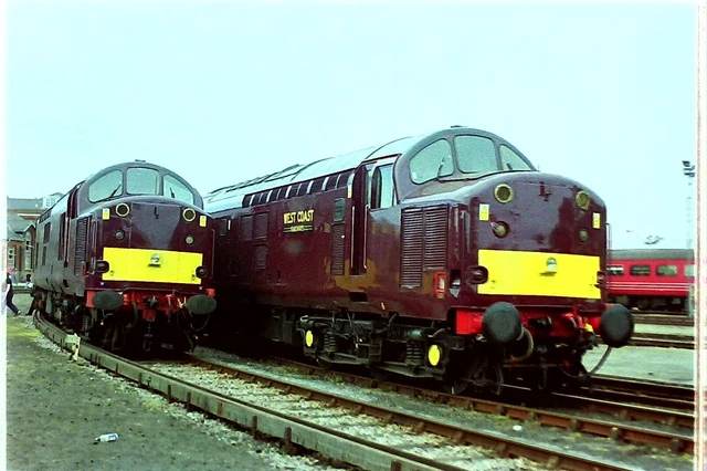 35MM RAILWAY COLOUR Negative Class 37 706 and 37 516 in Eastleigh Works ...