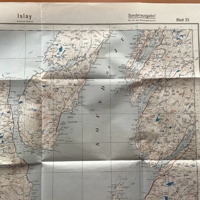 ORIGINAL WW2 GERMAN MILITARY MAP OF THE ISLAND OF ISLAY, SCOTLAND ...