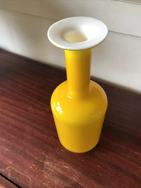 30 CM HOLMEGAARD Otto Brauer Gulv vase Yellow Cased White Danish Modern ...