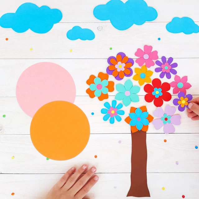 100 SHEETS CONSTRUCTION Paper Shapes Diy Cuts Kit Mixed Color Origami ...