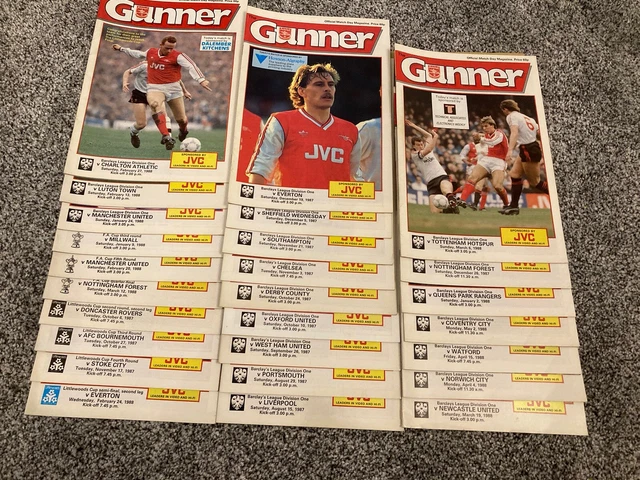 COMPLETE SEASON OF 27 Arsenal Home Programmes 1987-88 Season. £12.00 ...