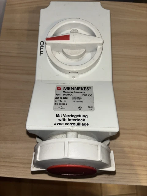 MENNEKES 5608A SWITCHABLE IP67 Industrial Interlock Socket 3PN+E, 6h ...