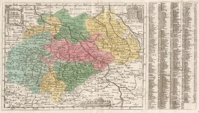 SASSONIA TURINGIA LAUSITZ Originale Incisione Cartina Geografica Kilian ...
