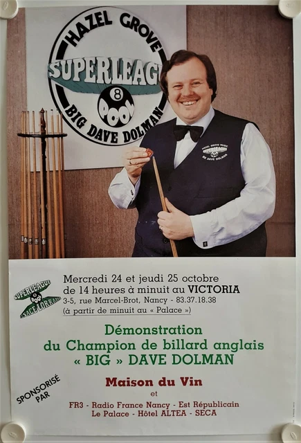 AFFICHE BILLARD SUPERLEAGE 8-POOL HAZEL GROOVE BIG DAVE DOLMAN Nancy ...