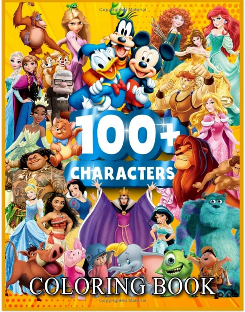 100+ DISNEY CHARACTERS Coloring Book Kids Drawing Activity Gift Boys ...