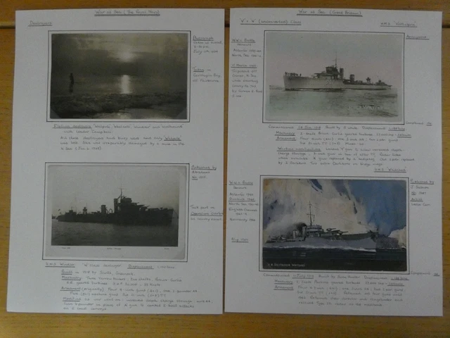 WW2 BRITISH ROYAL Navy 4 original postcards V & W Class Destroyers S322 ...