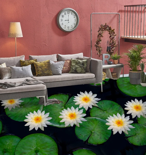 3D WHITE LOTUS G6170 Floor WallPaper Murals Wall Print Decal AJ Coco ...