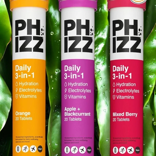 PHIZZ ELECTROLYTES MULTIVITAMIN Hydration Tablets 60 Effervescent ...