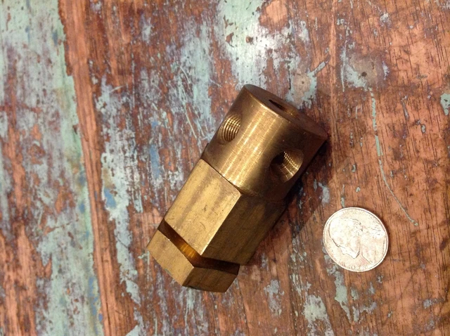 SOLID BRASS BULKHEAD bolt on manifold military HEMTT 1/4 NPT to 1/8 NPT ...