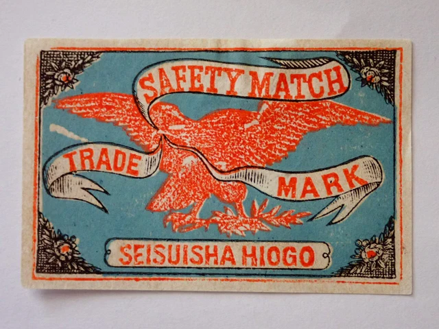 HAWK PICTURED SAFETY MATCHES MATCH BOX LABEL c1900s Made HIOGO Japan ...