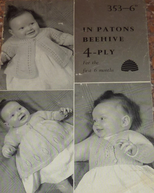 VINTAGE PATONS KNIT Pattern Babies 4Ply Matinee Coats & Double Breasted ...