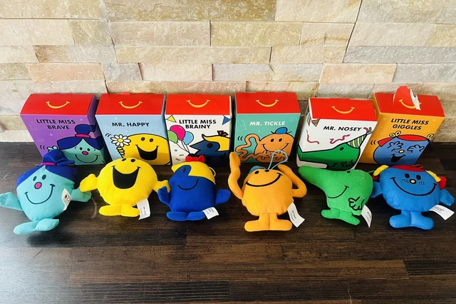 MCDONALDS MR MEN Bundle Plush Happy Meal Toy Mr Happy Tickle Nosey ...