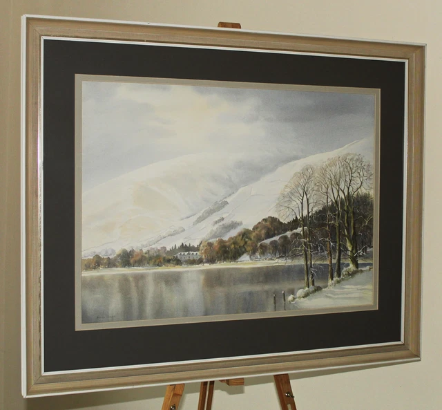 PETER SHUTT (B.1926 ) Very Large Watercolour Painting of Grasmere, Lake ...