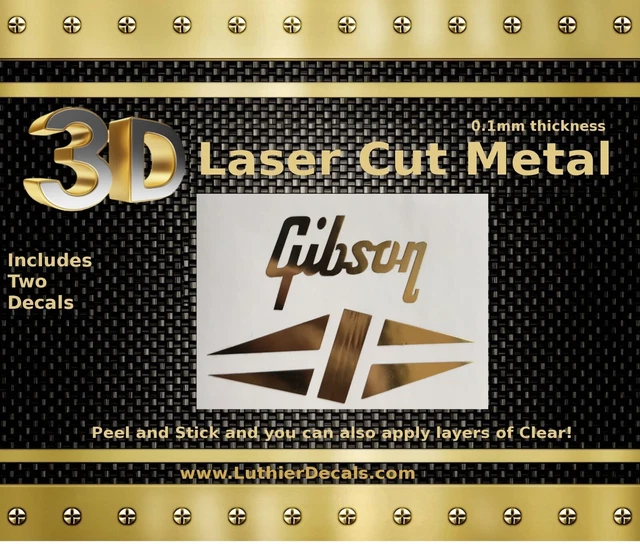 GIBSON GUITAR DECALS 3D Metal Restoration Decal Headstock Logo M25 $22. ...
