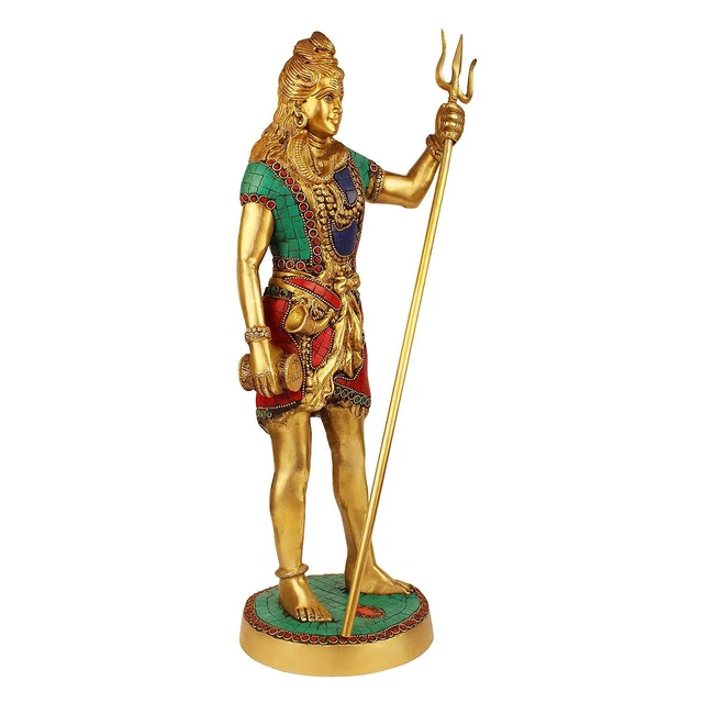 MULTI COLOR MAHADEV Shiva Bhagwan Murti Standing with Trishul Temple ...