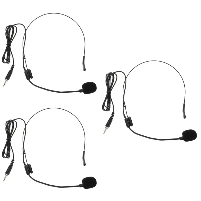 3PCS WIRED MICROPHONE 3.5mm Screw Locking Headwear Condenser Microphone ...