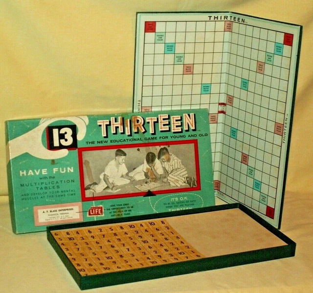 THIRTEEN 13 MATH Multiplication Table Game 1955 Af Blake Warwick Va ...