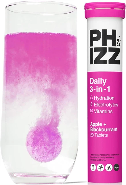 PHIZZ ELECTROLYTES, MULTIVITAMIN & Hydration Tablets - 20 Effervescent ...