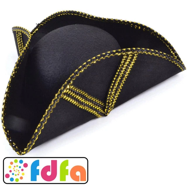 Bristol Novelty Black Pirate Buccaneer Tricorn Hat Fancy Dress New £9