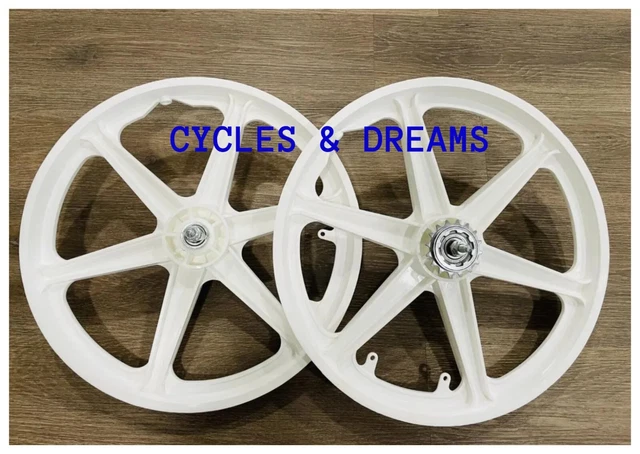 PAIR OF 20& Bicycle Mag Wheels Set 6 SPOKE WHITE FOR GT DYNO HARO any ...