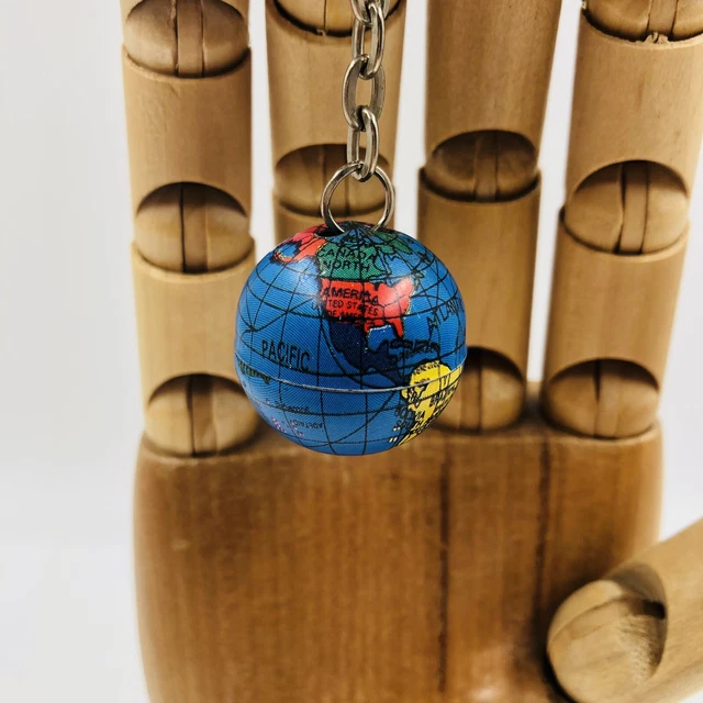 VINTAGE GLOBE WORLD Map Keychain Key Ring Metal Gumball Machine Prize ...