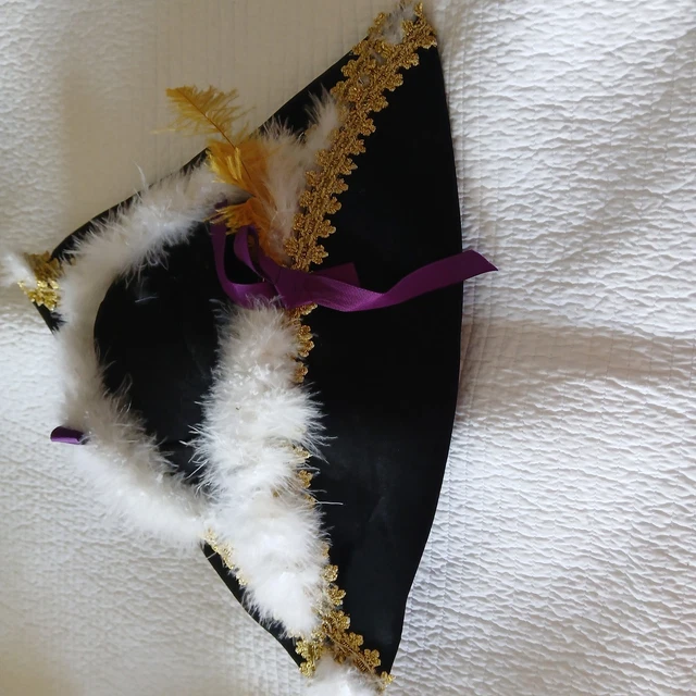 PIRATES HAT WITH White Feather Trim. Fancy Dress Party Costume ...