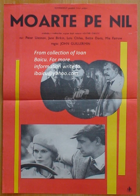 MOVIE POSTER=DEATH ON the Nile(2)=Peter Ustinov,Jane Birkin,Bette Davis ...