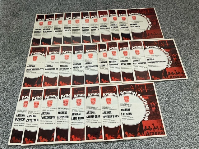 COMPLETE SEASON OF 29 Arsenal Home Programmes 1970-71 Double Season ...