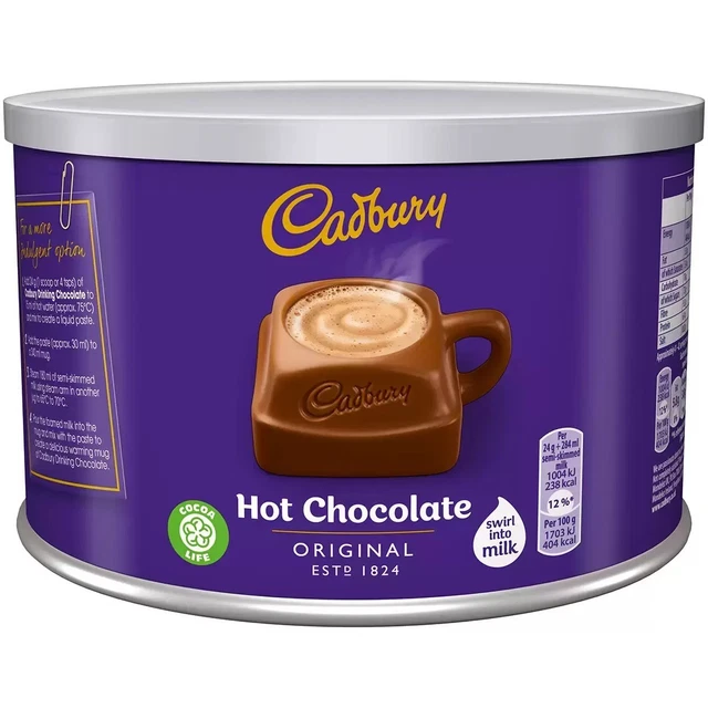 CADBURY HOT CHOCOLATE 1kg Drinking Chocolate Powder Tub - Rich & Creamy ...