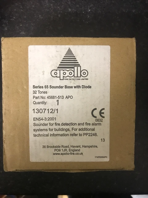 APOLLO 45681-513APO SERIES 65 Sounder Base with Diode 32 tones £10.00 ...